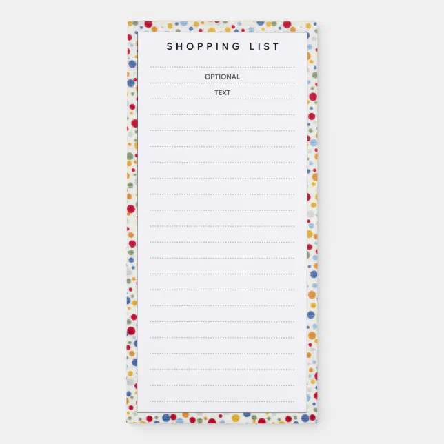 Polka Dot Shopping List Magnetic Notepad | Zazzle