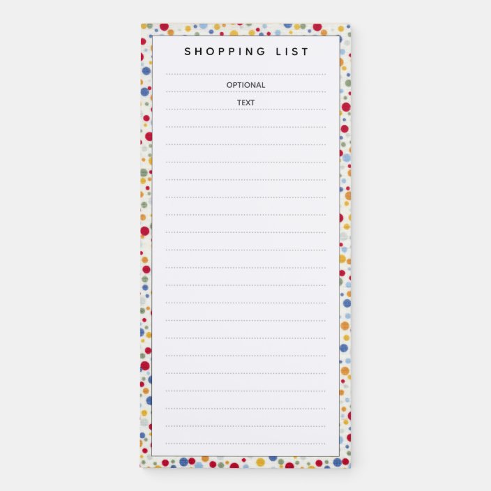 Polka Dot Shopping List Magnetic Notepad | Zazzle.com