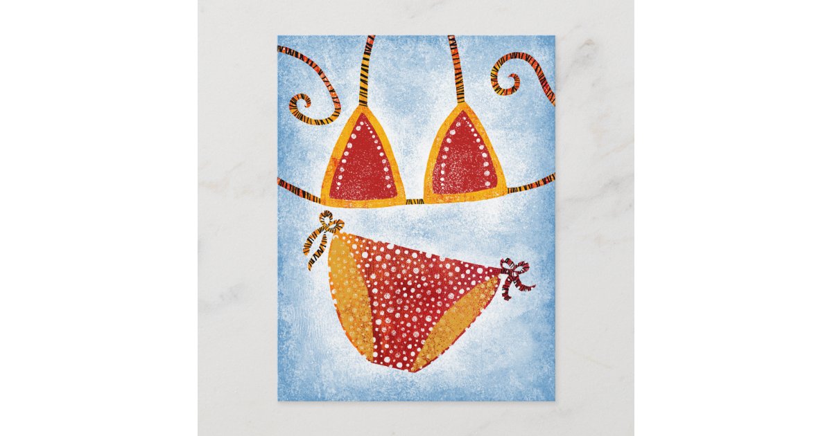 Polka Dot String Bikini Postcard | Zazzle