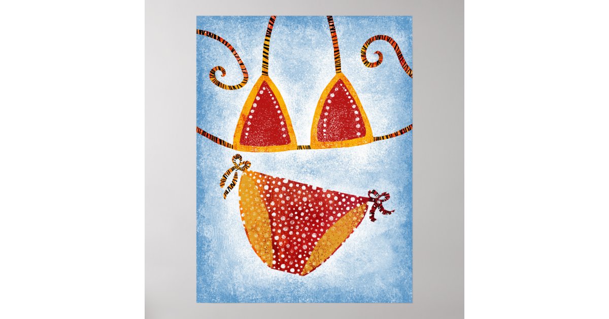 Polka Dot String Bikini Poster Wall Art | Zazzle