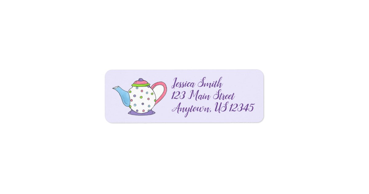 Polka Dot Tea Pot Teapot Labels | Zazzle