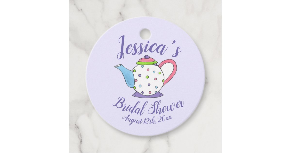 Polka Dot Teapot Afternoon Tea Bridal Baby Shower Favor Tags | Zazzle