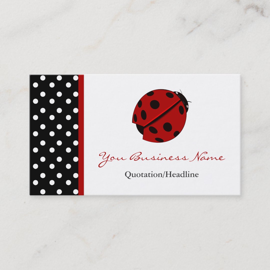 Polka Dot Trimmed Lady Bug Business Cards | Zazzle