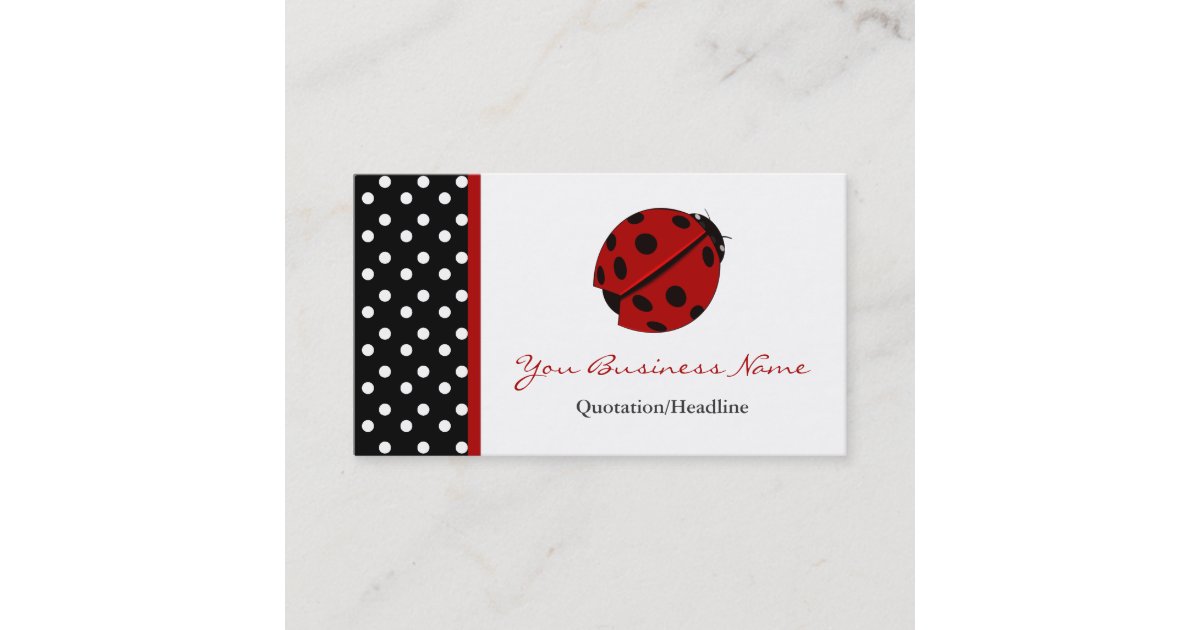 Polka Dot Trimmed Lady Bug Business Cards | Zazzle