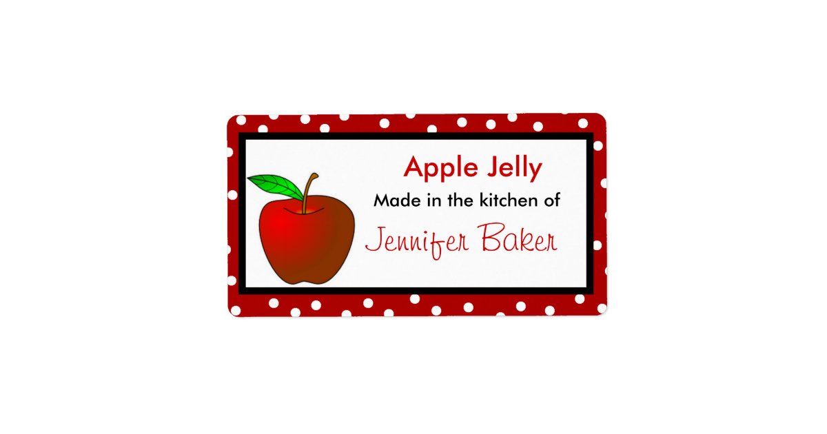 Polka Dots and Apple Food Labels | Zazzle