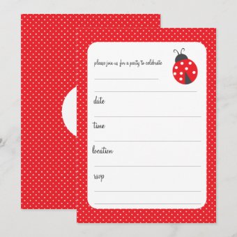 Polka dots and ladybug birthday party invitation | Zazzle