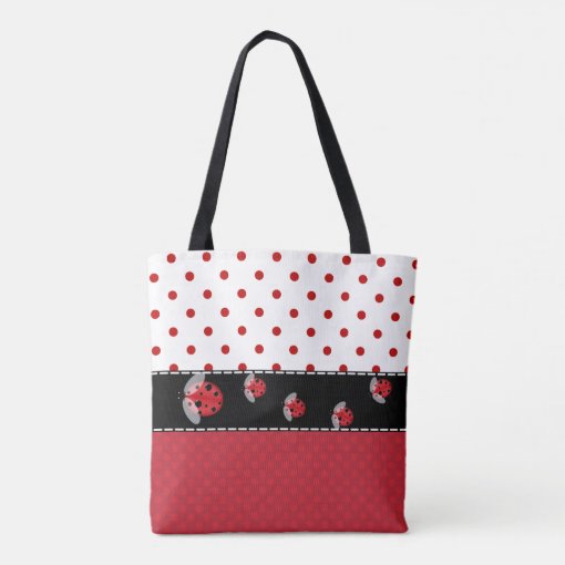 Polka Dots and Ladybugs All Over Print Tote | Zazzle