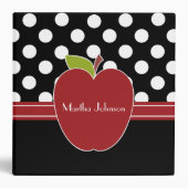 Polka Dots & Apple Teacher's Class Planner 3 Ring Binder | Zazzle