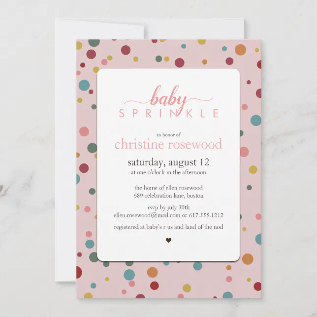 Polka Dots Baby Sprinkle Baby Shower Invitation | Zazzle
