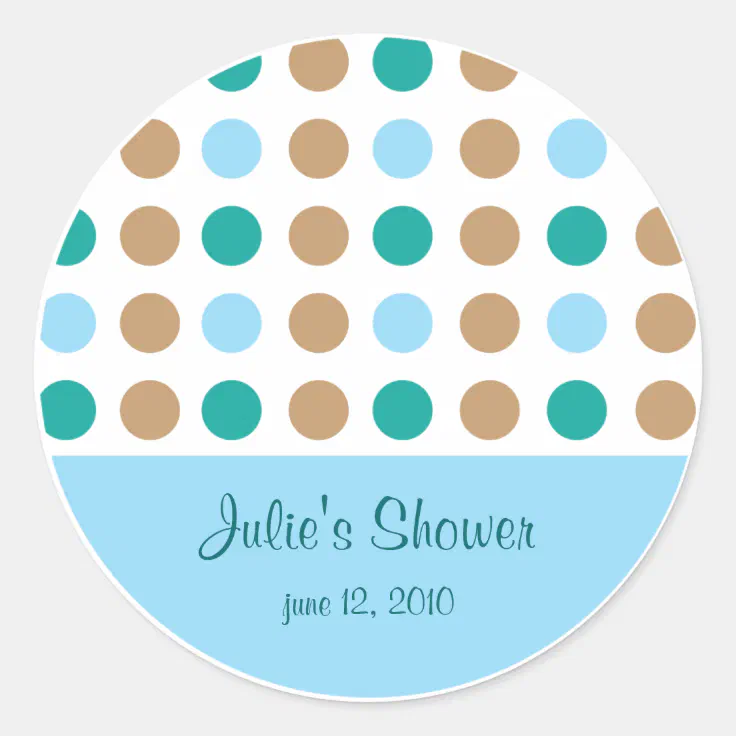 Polka Dots Blue Favor Bag Label Sticker | Zazzle