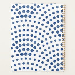 Polka Dots Blue Girly Modern Personalized Yearly Planner | Zazzle