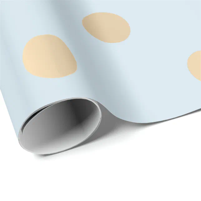 Polka Dots Blue Pastel Champaigne Gold Wrapping Paper | Zazzle