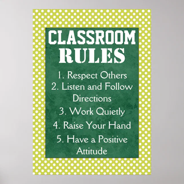 Polka Dots Classroom Rules Poster | Zazzle