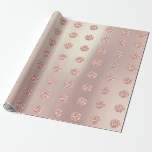 Polka Dots Glitter Sparkly Pearl Rose Pastel Blush Wrapping Paper | Zazzle