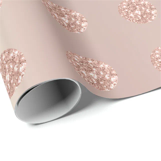 Polka Dots Glitter Sparkly Pearl Rose Pastel Blush Wrapping Paper | Zazzle