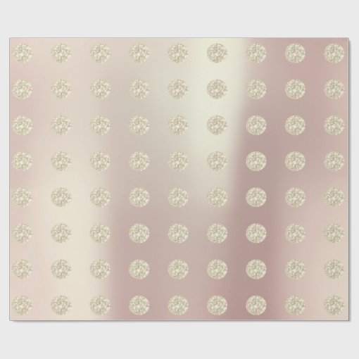 Polka Dots Glitter Sparkly Pearl Rose Pastel Ivory Wrapping Paper | Zazzle