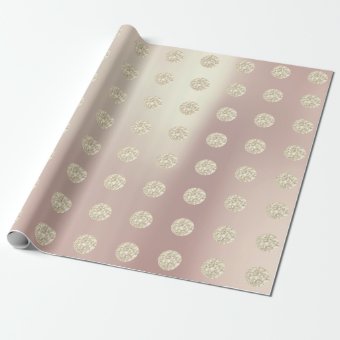 Polka Dots Glitter Sparkly Pearl Rose Pastel Ivory Wrapping Paper | Zazzle