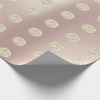 Polka Dots Glitter Sparkly Pearl Rose Pastel Ivory Wrapping Paper | Zazzle