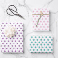 Polka Dots in Pink, Blue, and Lavendar Wrapping Paper Sheets | Zazzle