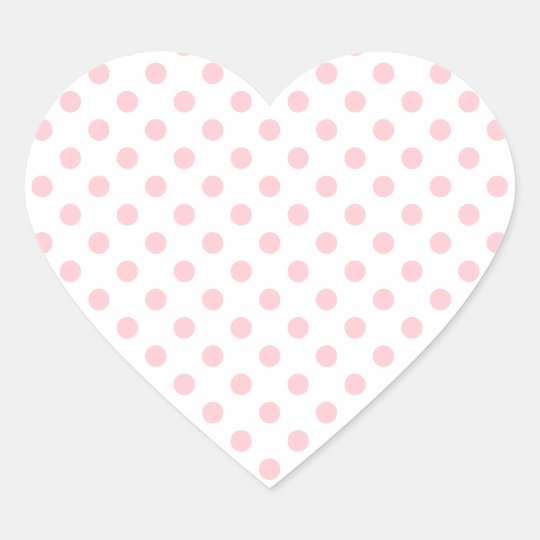 Polka Dots - Pink on White Heart Sticker | Zazzle.com