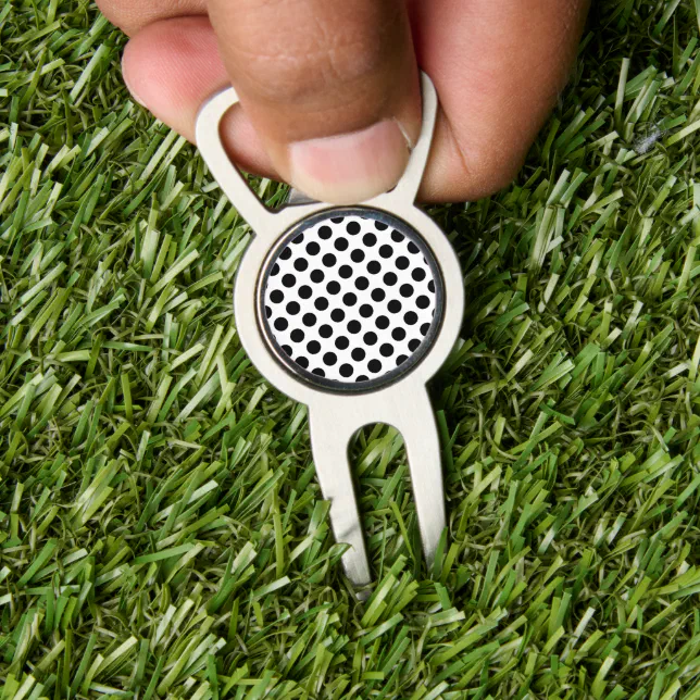 Polka Dots, Polka Dot Pattern, Black and White Divot Tool | Zazzle