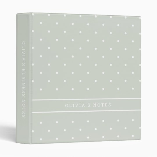 Polka Dots | Trendy Sage Green and White 3 Ring Binder | Zazzle.com