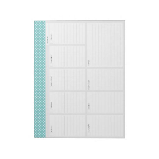 Polka Dots Weekly Desk Planner Notepad | Zazzle