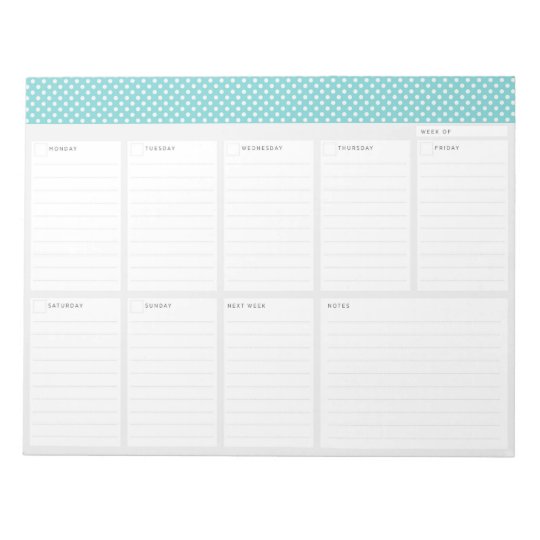 Polka Dots Weekly Desk Planner Notepad | Zazzle.com