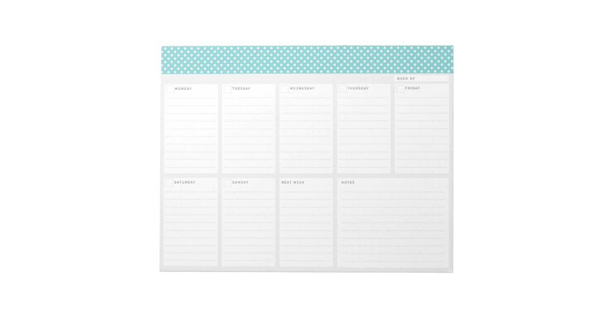 Polka Dots Weekly Desk Planner Notepad | Zazzle