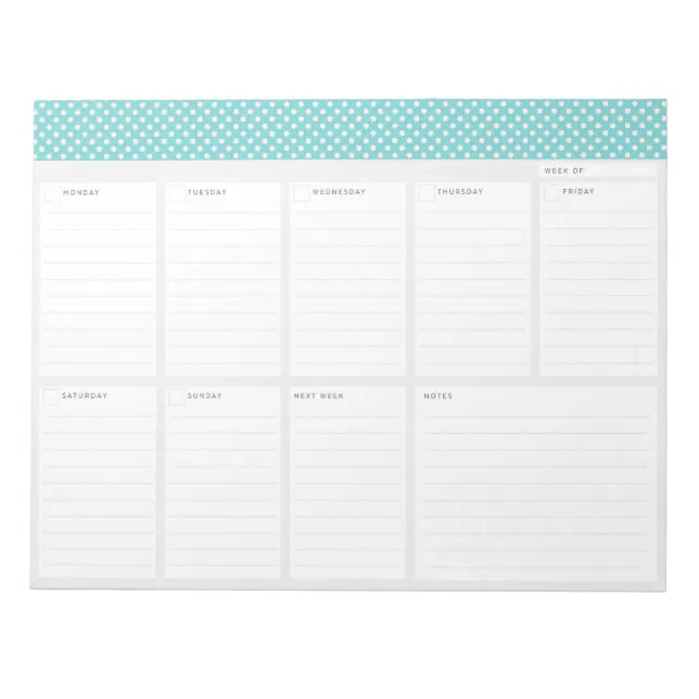 Polka Dots Weekly Desk Planner Notepad | Zazzle