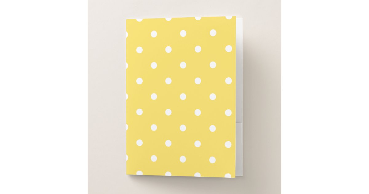 Polka Dots - Yellow Pocket Folder | Zazzle