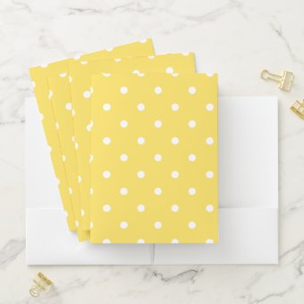 Polka Dots - Yellow Pocket Folder | Zazzle