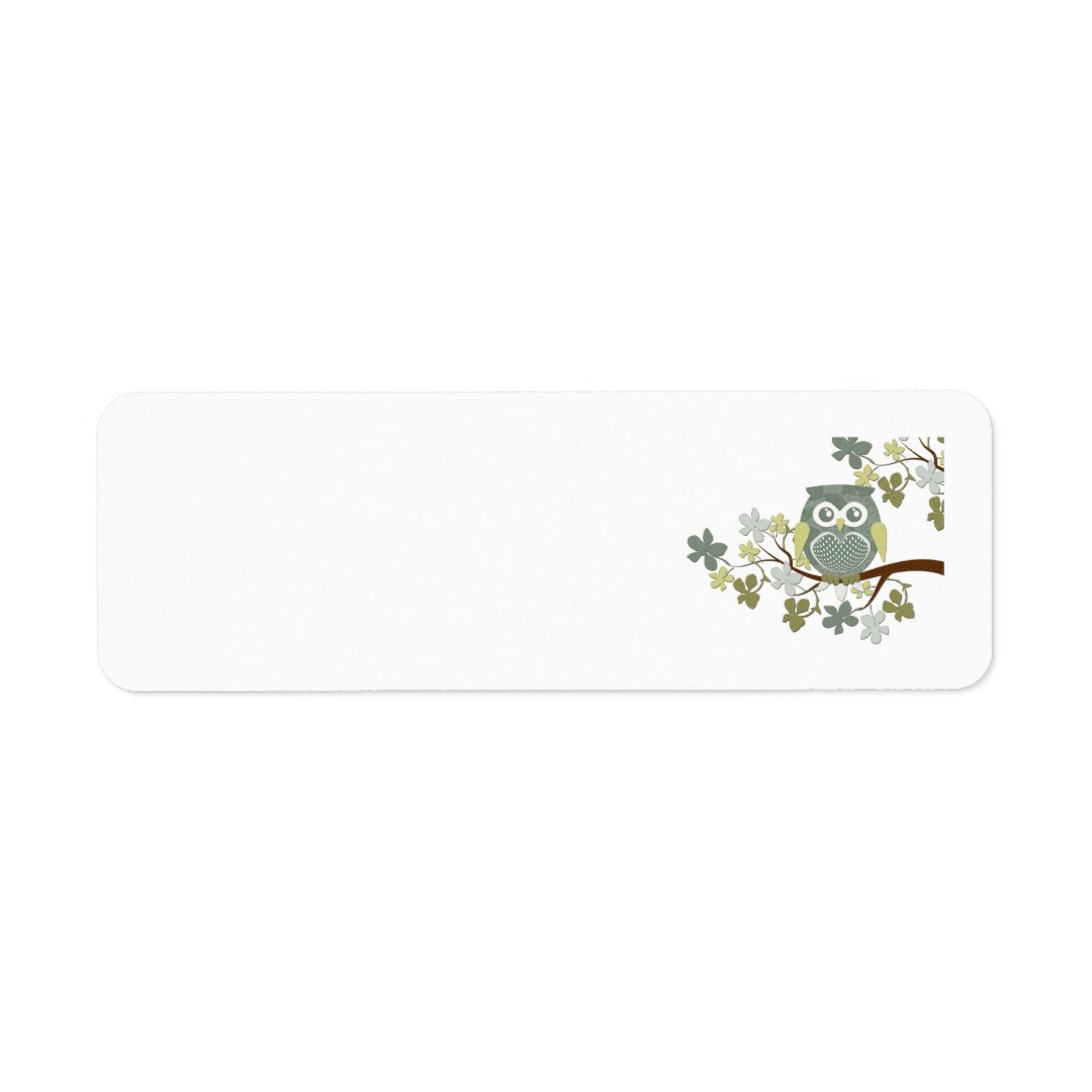Polka Tree Owl Label | Zazzle