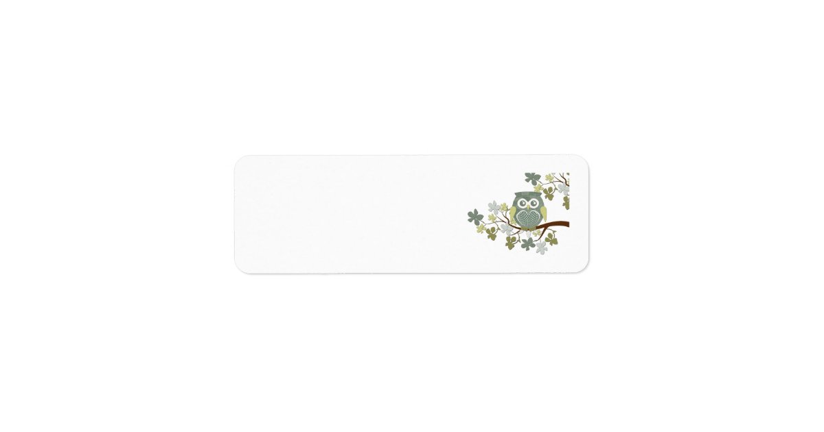 Polka Tree Owl Label | Zazzle