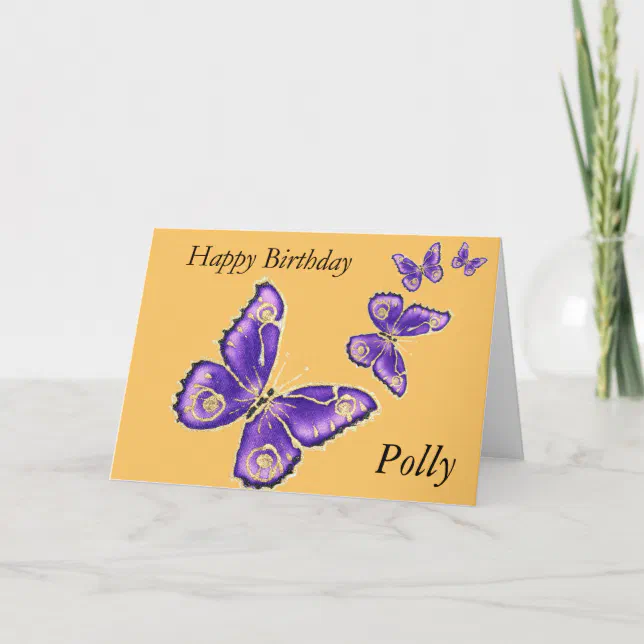 Polly, Happy birthday butterfly card | Zazzle