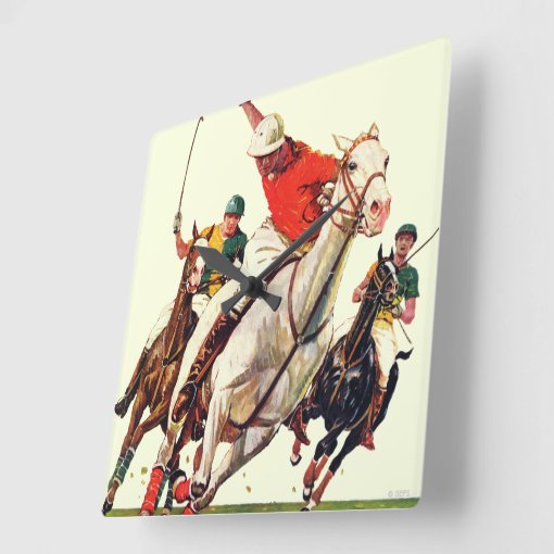 Polo Match Square Wall Clock | Zazzle