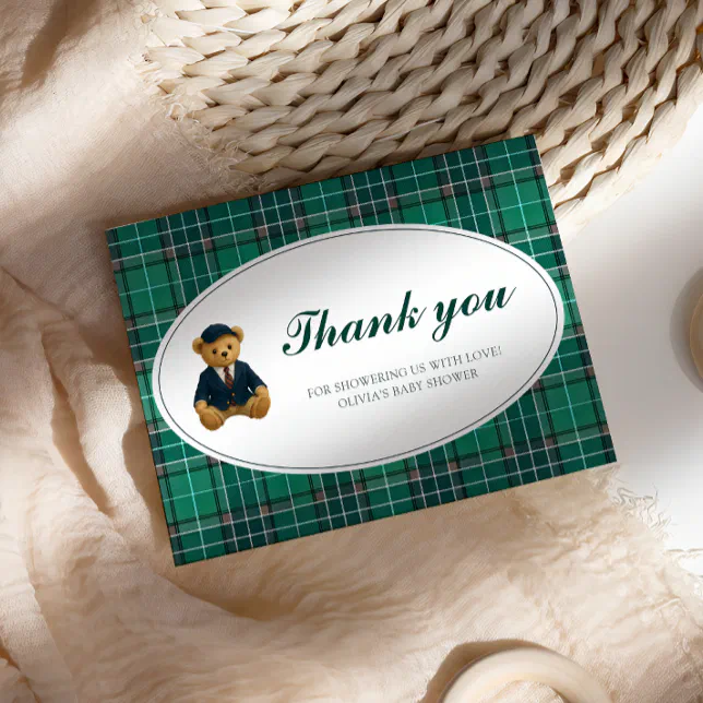 Polo Teddy Bear Baby Shower Thank You Card | Zazzle