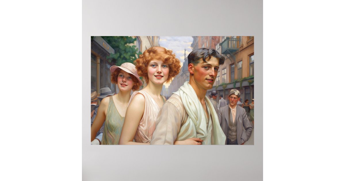 Polyamorous triad wandering downtown poster | Zazzle