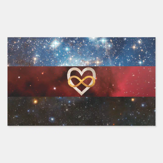 Polyamory infinity heart nebula flag stickers | Zazzle