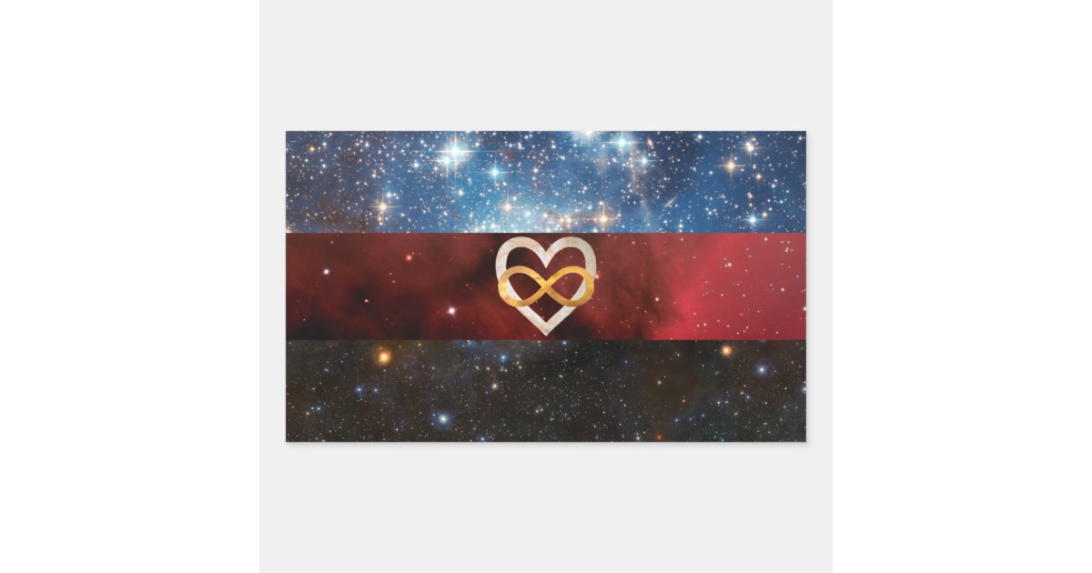 Polyamory infinity heart nebula flag stickers | Zazzle