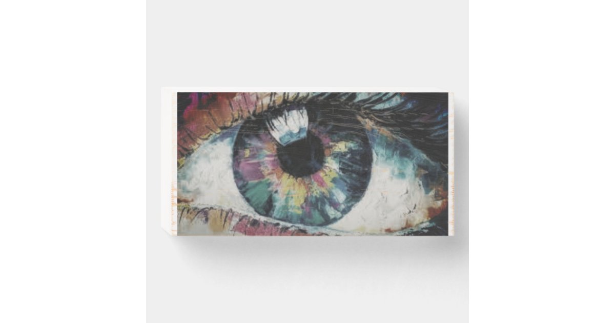 Polychromatic Eye wooden Wall art Wooden Box Sign | Zazzle