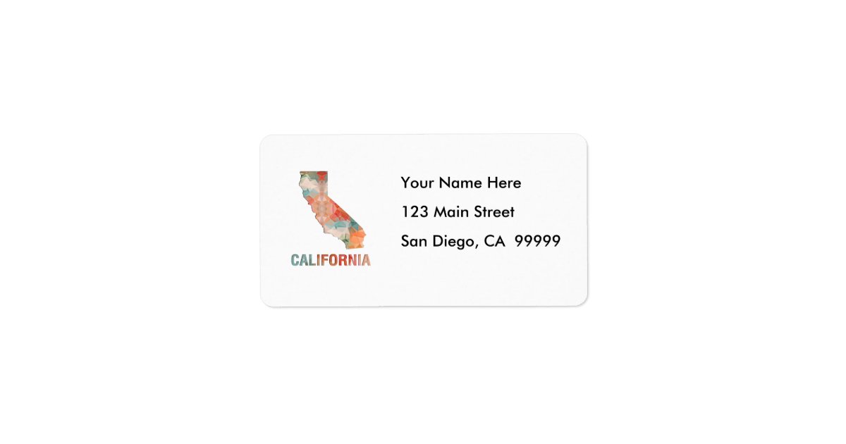 Polygon Mosaic State Map CALIFORNIA Label | Zazzle
