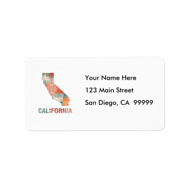 Polygon Mosaic State Map CALIFORNIA Label | Zazzle