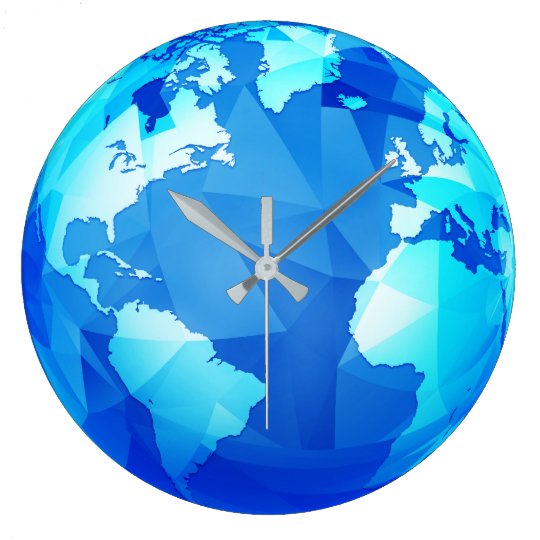 Polygonal Earth Globe World Map Round Wall Clock | Zazzle.com