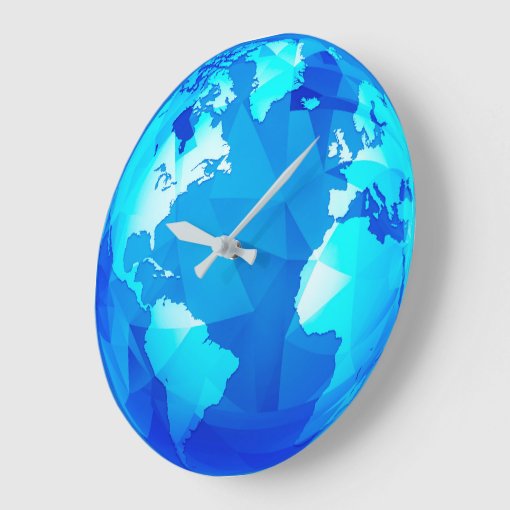 Polygonal Earth Globe World Map Round Wall Clock | Zazzle