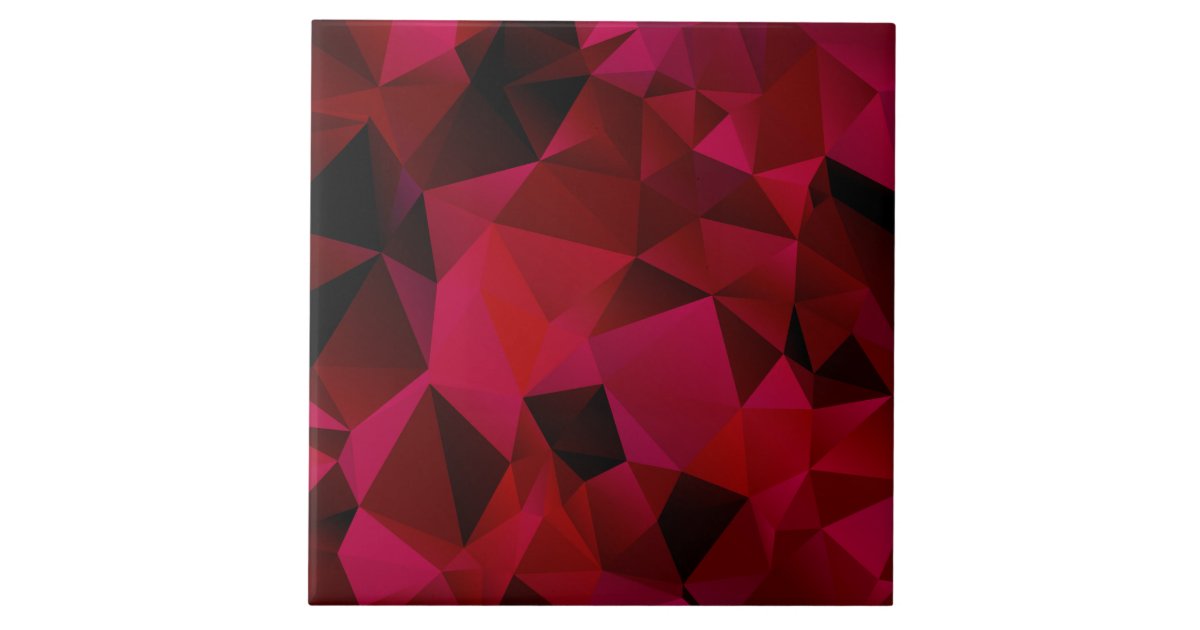 Polygonal geometrical triangles red print ceramic tile | Zazzle