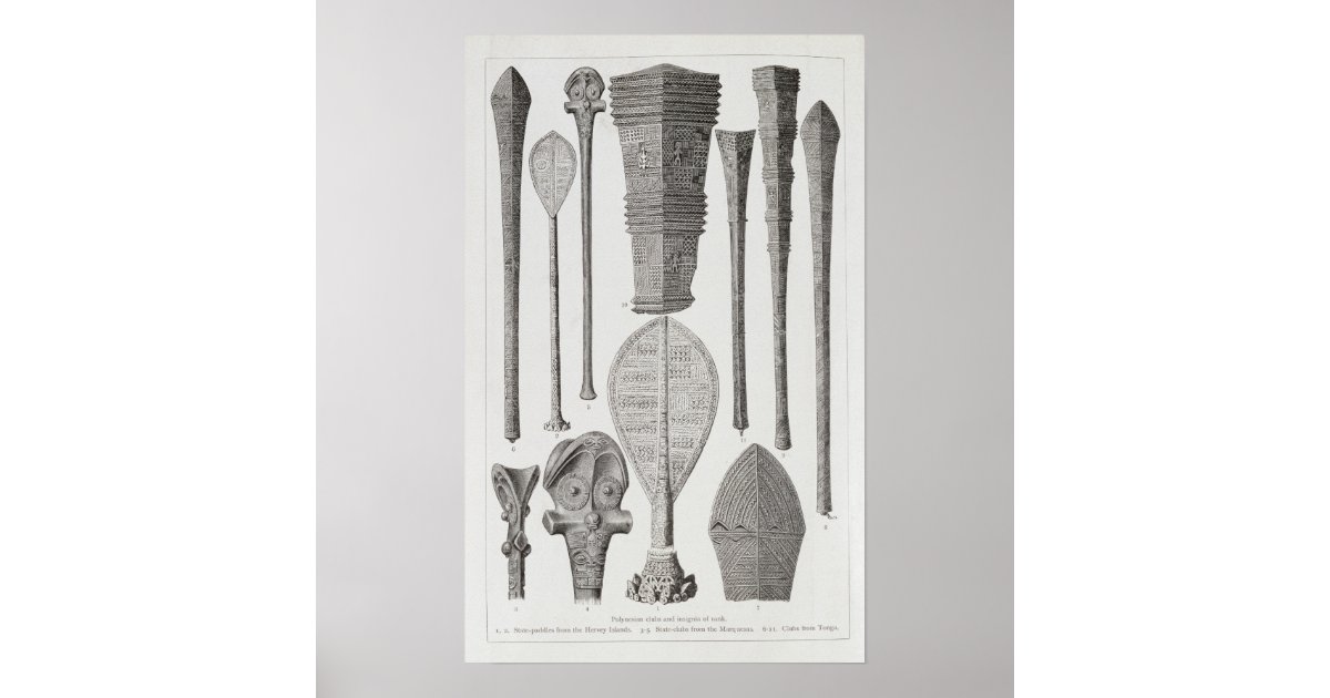 Polynesian clubs and insignia of rank poster | Zazzle