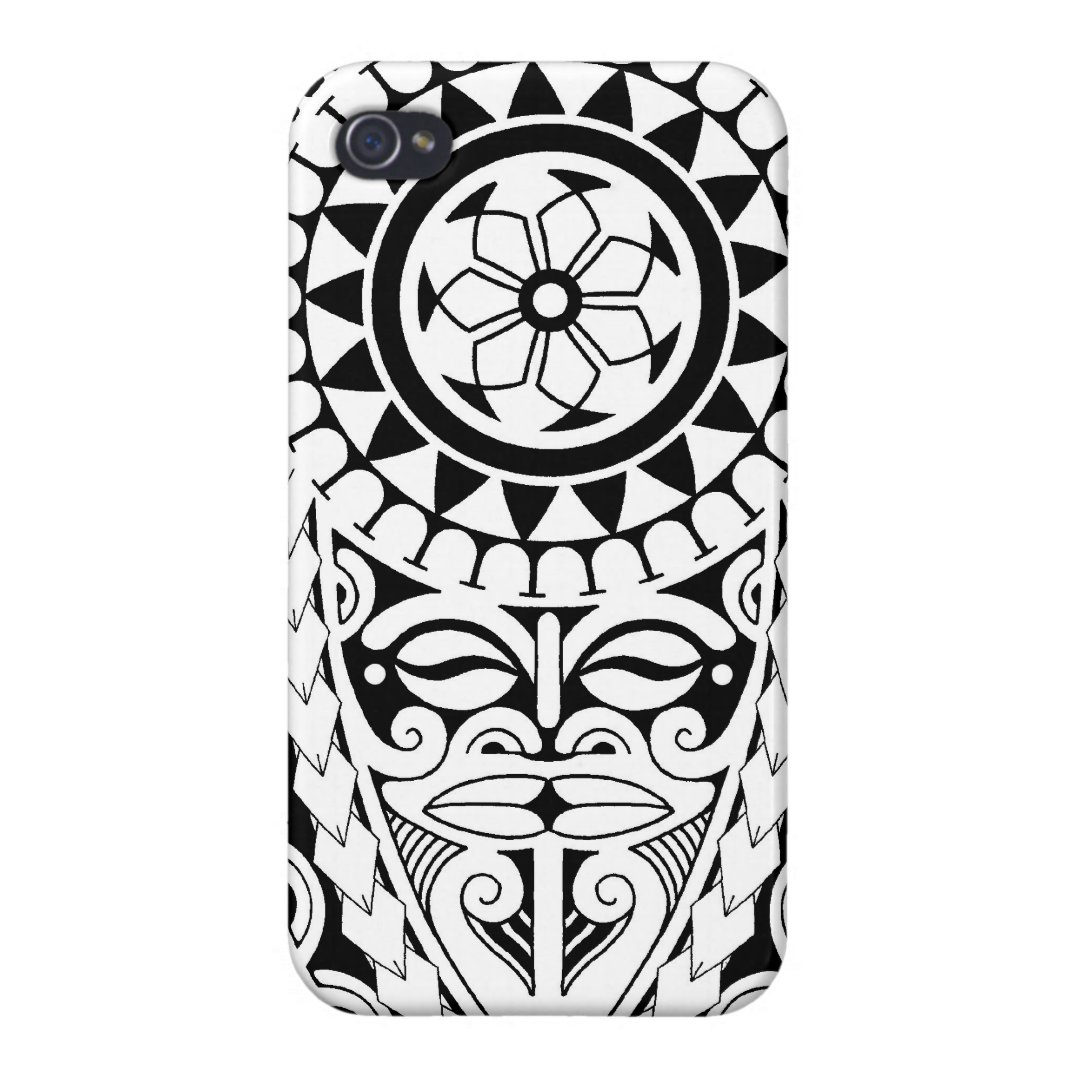 Polynesian sun & mask tattoo design iPhone case | Zazzle