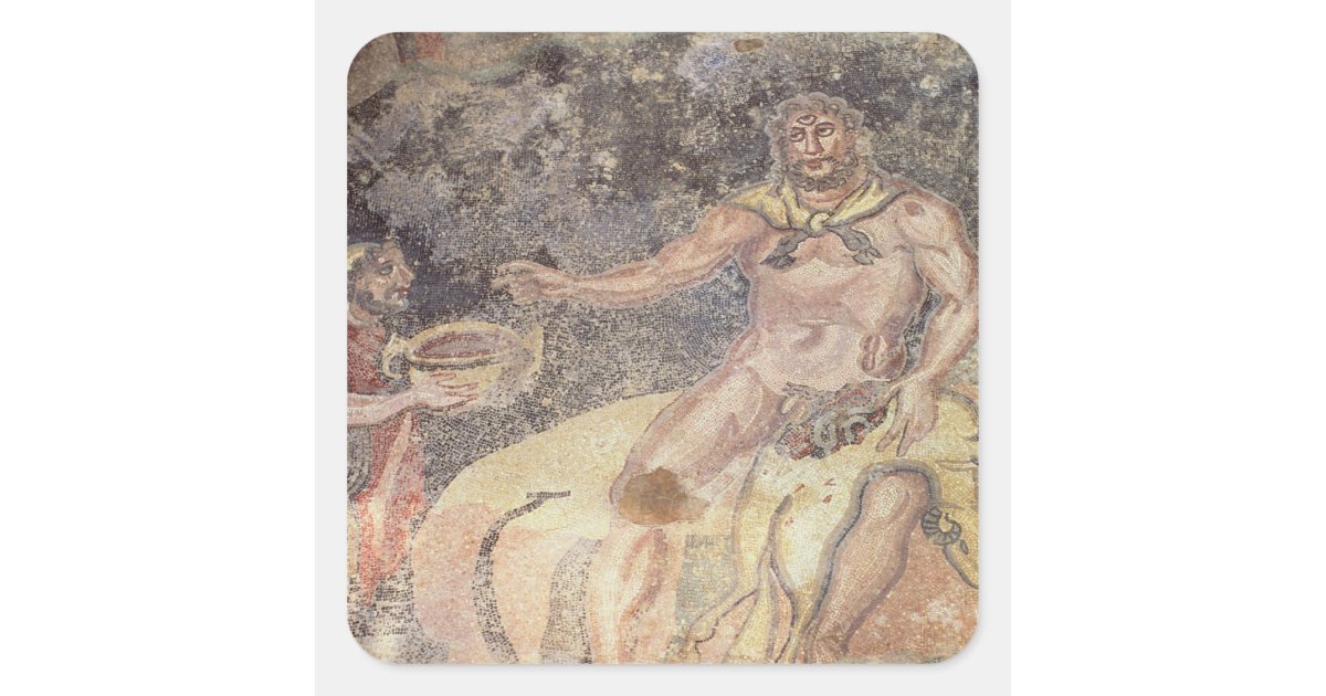 Polyphemus the Cyclops, Roman mosaic Square Sticker | Zazzle