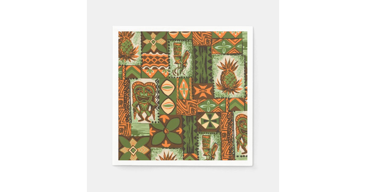 Pomaika’i Tiki Hawaiian Vintage Tapa Paper Napkins | Zazzle